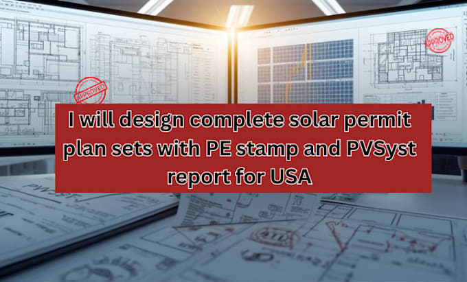 Design complete solar permit plan sets with pe stamp and pvsyst report ...