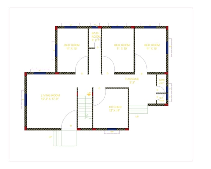 Draw your house plan using auto cad 2d floor plan by Naeemaslam146 | Fiverr