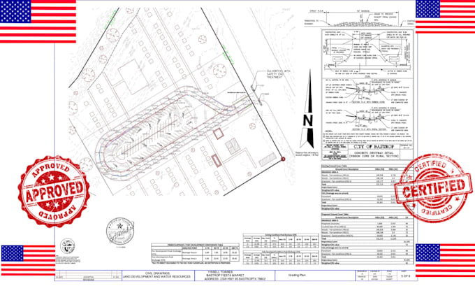 Civil engineer permit drawing pe stamp site grading drainage plan storm ...