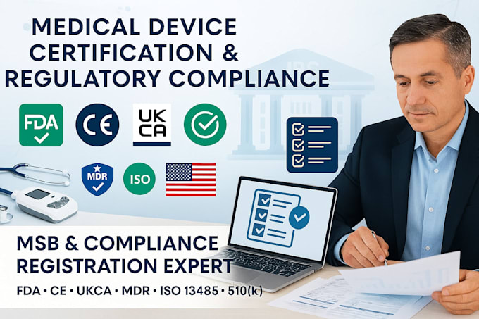 Handle fda registration, ce marking, ukca, mdr and iso 13485 ...