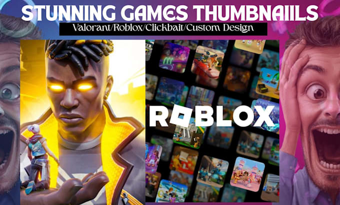 Design stunning game thumbnail, valorant thumbnail, roblox thumbnail ...