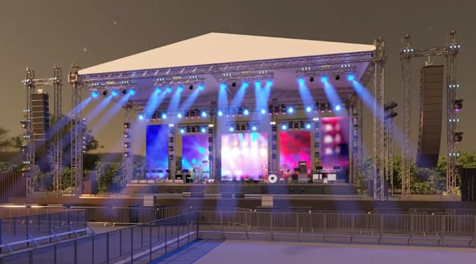 Arrange 3d conference hall, outdoor event stage, stage setup ...