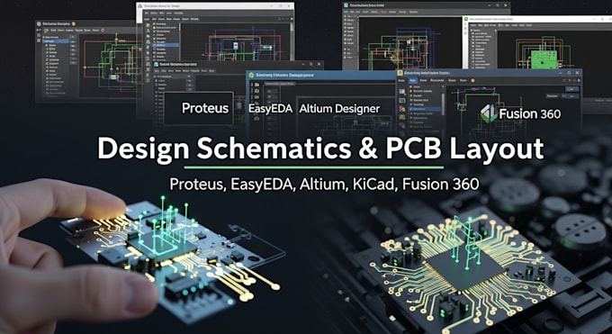 Schemi e layout pcb in proteus, easyeda, altium, kicad, fusion 360