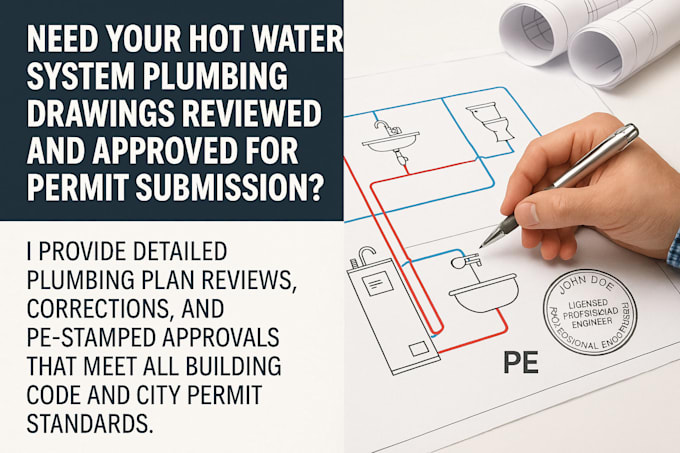 Review and stamp hot water system blueprints for compliance drawings ...
