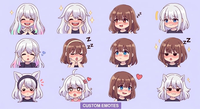 Create cute chibi, twitch emotes, custom animated emotes, chibi vtuber ...