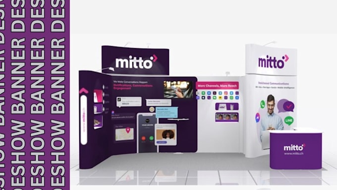 Design eye catching trade show booth backdrop or pop up banner ...