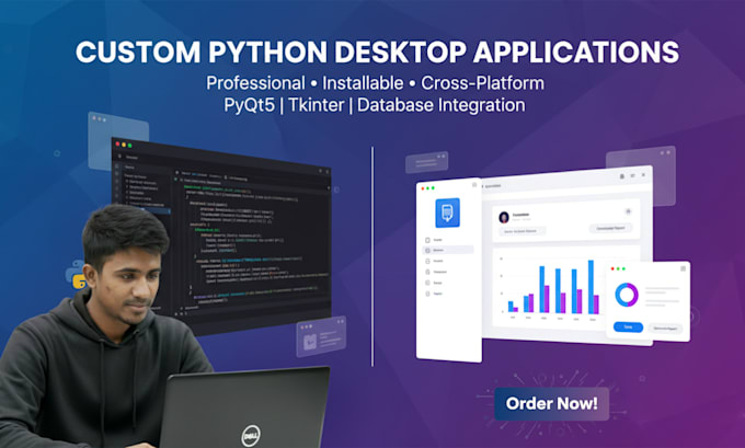 Develop custom python desktop apps with a gui and an exe installer by Mahmudrfarhan | Fiverr