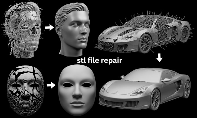 Do stl file repair edit fix custom file modification 3d scan cleanup 3d ...