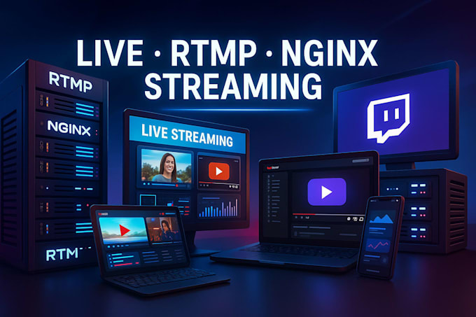 Setup rtmp nginx server for live streaming twitch and video broadcasting by Harpertaylortv2 | Fiverr