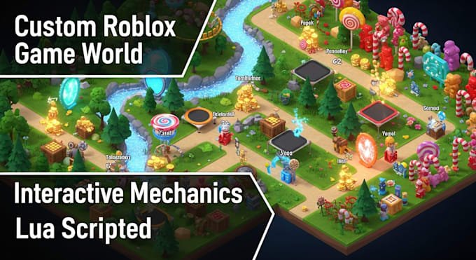 Develop and design a custom roblox game world with interactive ...