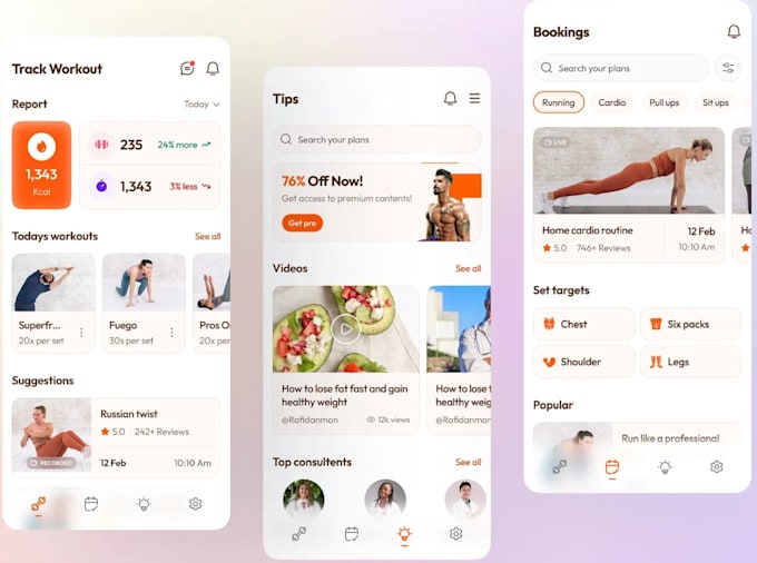 Create fitness app sports app gym app trainer app, nutrition app ...