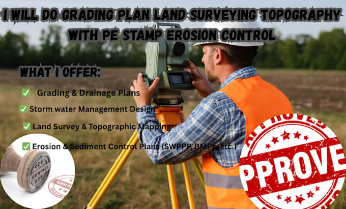 Do grading plan land surveying topography with pe stamp erosion control ...