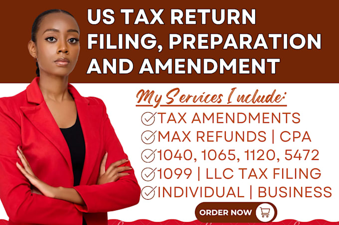 Prepare and file us tax return 1040 1040nr 1040sr 1065 1120 5472 1099 ...