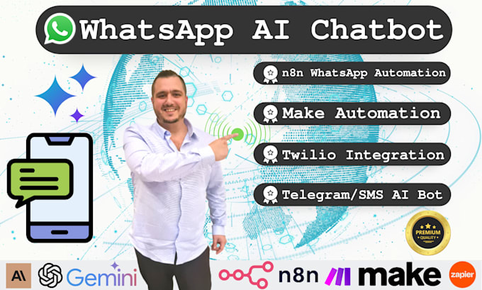 Build whatsapp ai chatbot, n8n whatsapp automation, twilio by Stas4000 | Fiverr