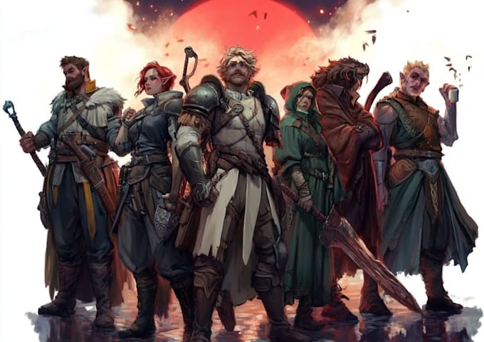 Draw fantasy characters together in one dnd scene by Annanee4 | Fiverr