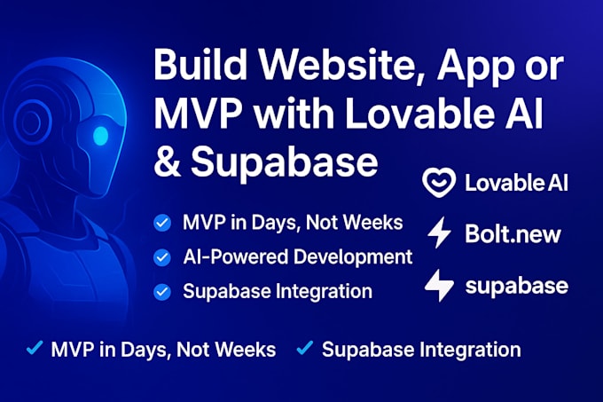 Construir sitio web, app, producto mvp usando lovable ai, bolt new, cursor ai, supabase