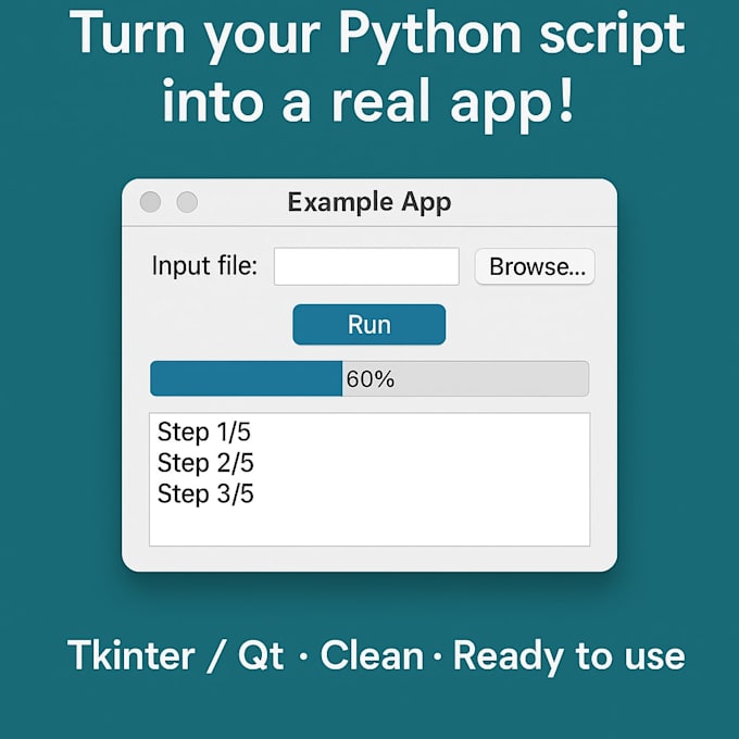 Create a python gui using tkinter or qt for your script by ...