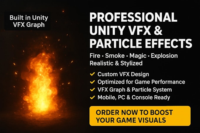 Create stunning unity vfx, game particle effects, fire, smoke, magic fx ...