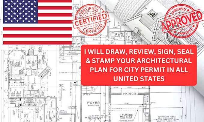 Draw, stamped architectural, structural, and mep drawings with pe seal ...