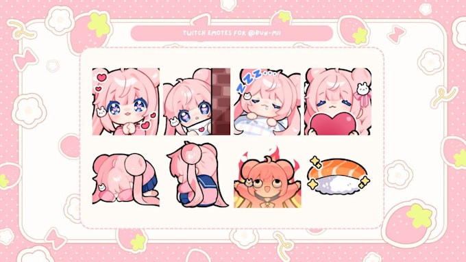 Crea emote kawaii carine per twitch, discord e vtuber
