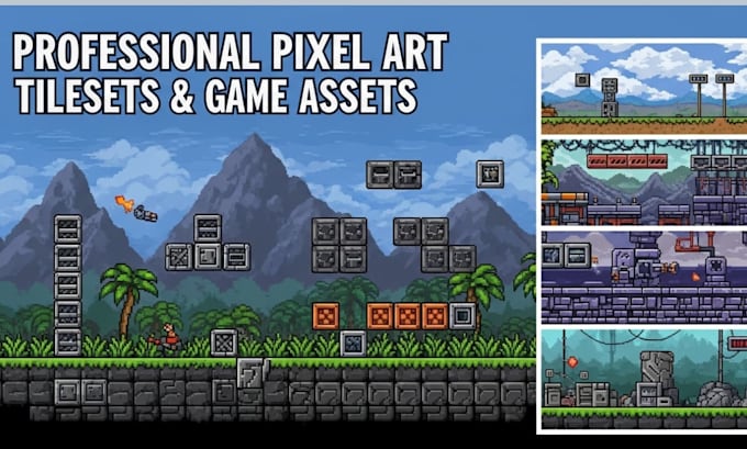 Do 8bit, 16bit top down pixel tilesets, spritesheet, pixel game assets ...