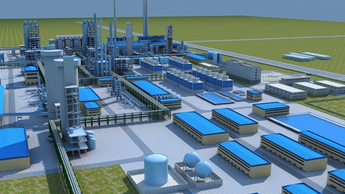 Do 3d industrial factory design, factory layout, power plaint, refinery ...