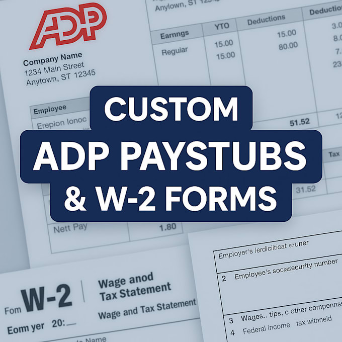 Create adp paystub, paycheck stubs, pay stubs and w2 style form by Novalynx1 | Fiverr