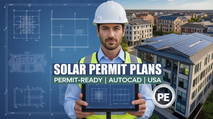 Design solar pv permit plans in autocad for usa residential and ...