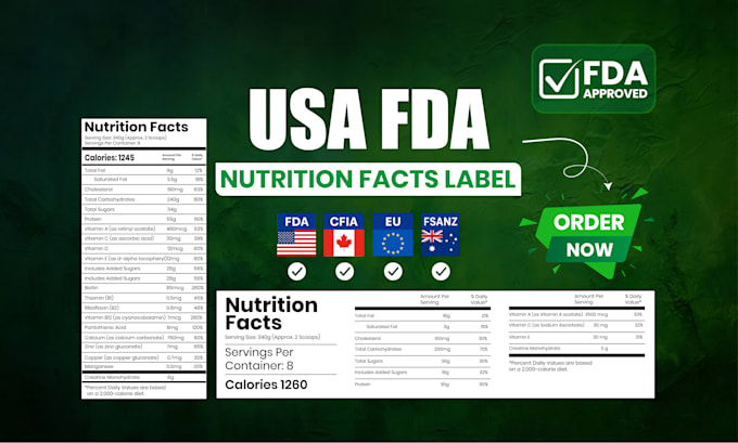 Customize an fda compliant nutrition facts label for you by Amxzos | Fiverr