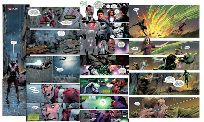 Draw superhero comic page comic art graphic novel webtoon storyboard ...
