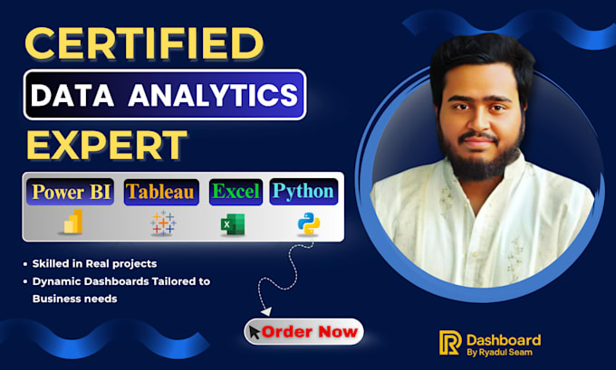 Build professional power bi, tableau, excel and python data analytics dashboards by Ryadul | Fiverr