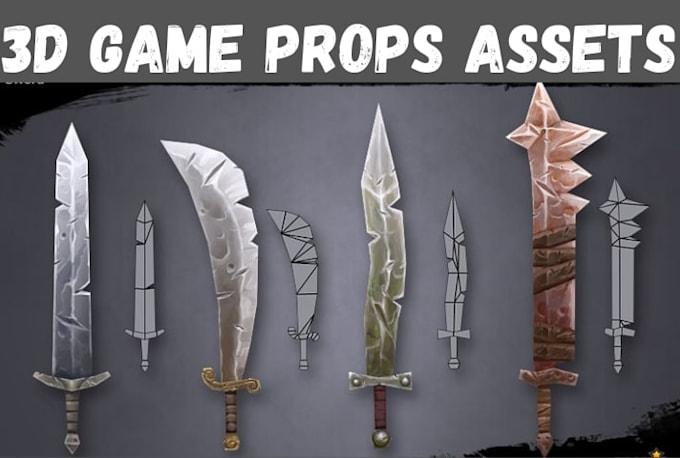 Create 3d game props, assets, weapons props, sprite, characters, items ...