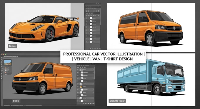 Design professional car vector illustration, vehicle vector, van vector ...