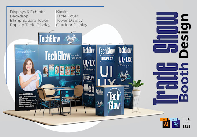Design trade show booth and exhibition backdrop by Naindesigner007 | Fiverr