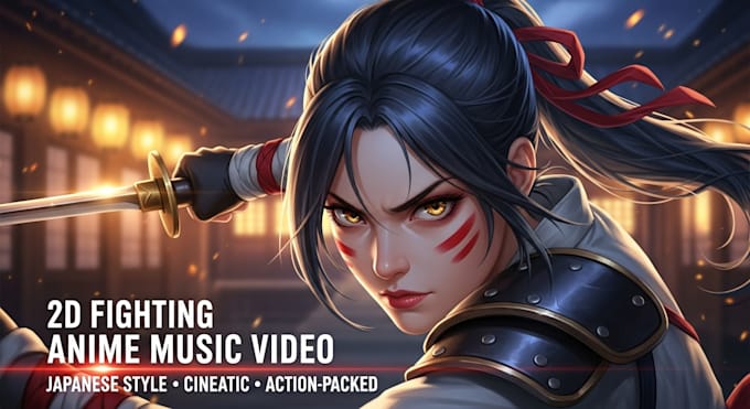 Create cinematic 2d fighting anime video anime trailer in japanese ...