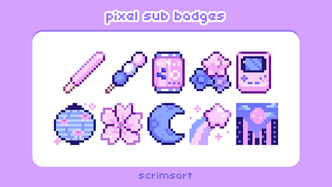 Design pixel sub badges by Scrimsart | Fiverr