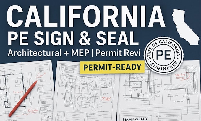 Review sign and seal architectural and mep plans for california permit ...