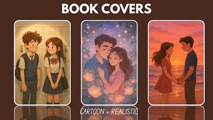 Create a dreamy illustrated romance book cover by Thumbsbymihin | Fiverr
