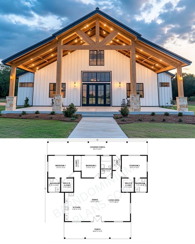 Draw barndominium, pole barn and floor plans by Fredericcharles | Fiverr