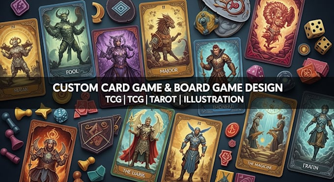 Design unique card game illustrations, lore cards, and board game art ...