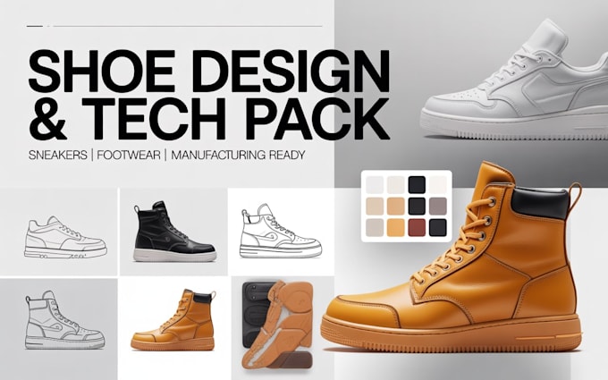 Create professional shoe tech packs for sneakers, heels, boots and ...