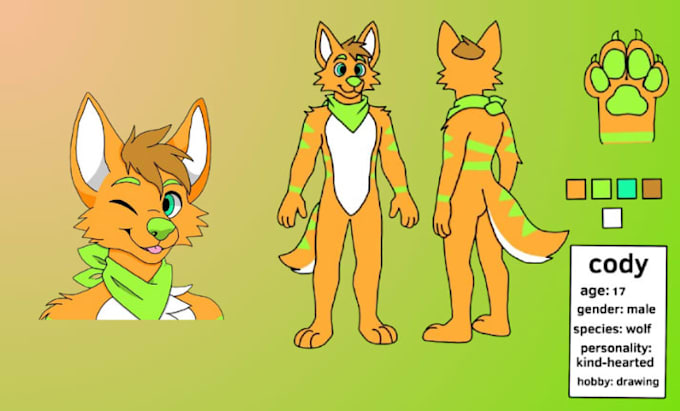 Custom furry art furry ref sheet furry oc fursona ref sheet protogen ...