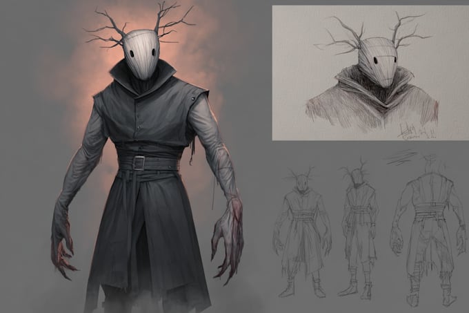 Design dark horror fantasy scifi character art by Nischintapur | Fiverr