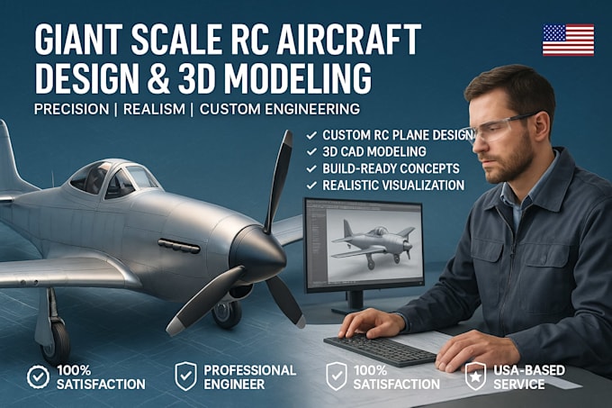 Design giant scale rc aircraft , 3d modeling and printable stl parts by ...