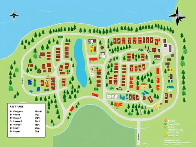 Clickable interactive rv park map plat map site plan campground vector ...