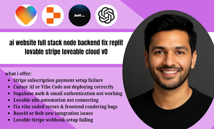 Ai website full stack node backend fix replit lovable stripe loveable cloud v0 by Joseph_joshua6 ...
