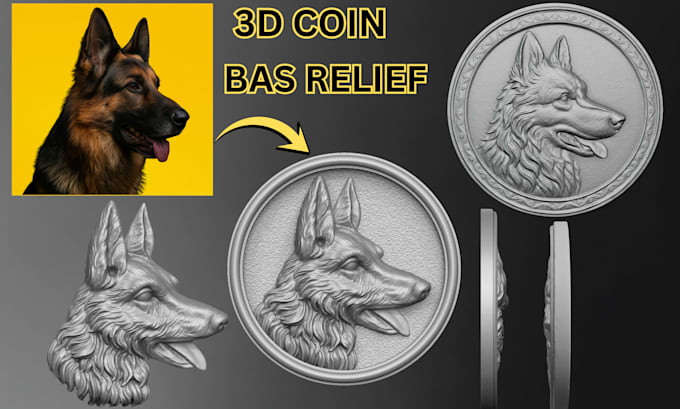 Sculpt custom 3d printable coin, cnc bas relief, engraved coin for 3d ...