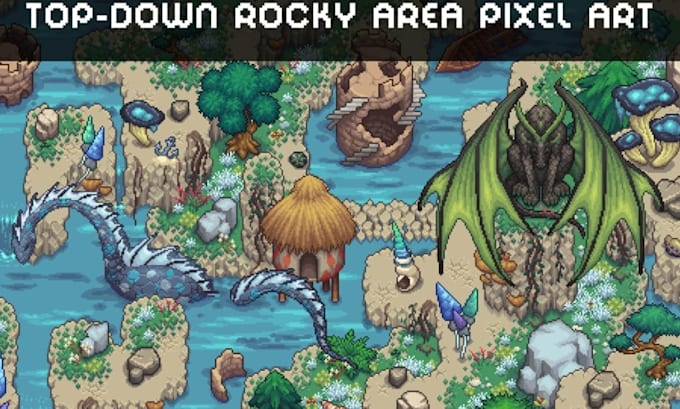 Do pixel art tileset, indie game props, top down pixel map tileset ...