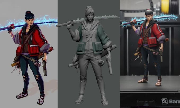 Convert your 2d image to 3d character model 3d toy stl file for 3d ...