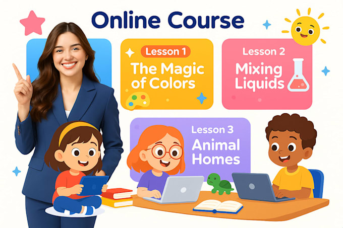 Create educational kids digital lesson book for online home school ...